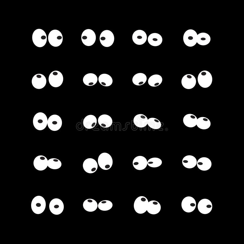 Set of Different Shapes of Cartoon Eyes in the Dark Stock Vector ...
