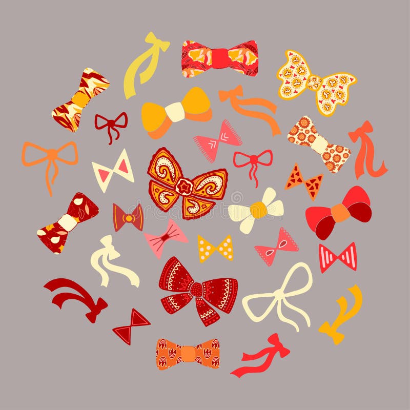 Set of Different Shapes and Colours Bows and Ribbons. Stock Vector ...