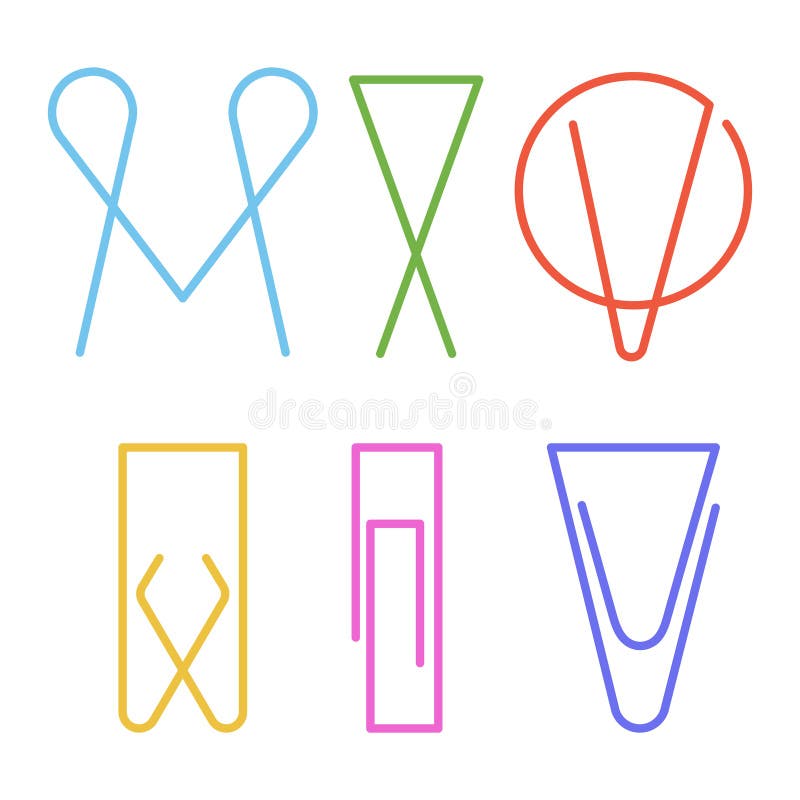 A Set of Different Shapes of Multi-colored Paper Clips Stock ...