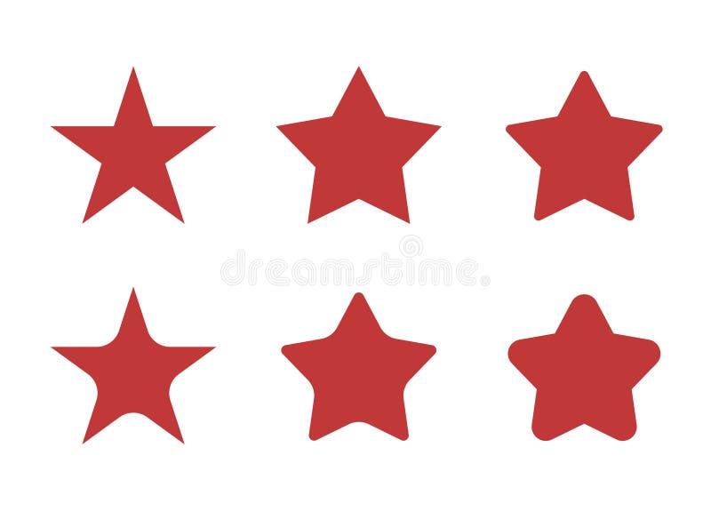 Set of Different Shapes of Red Stars Isolated on White Background Stock ...