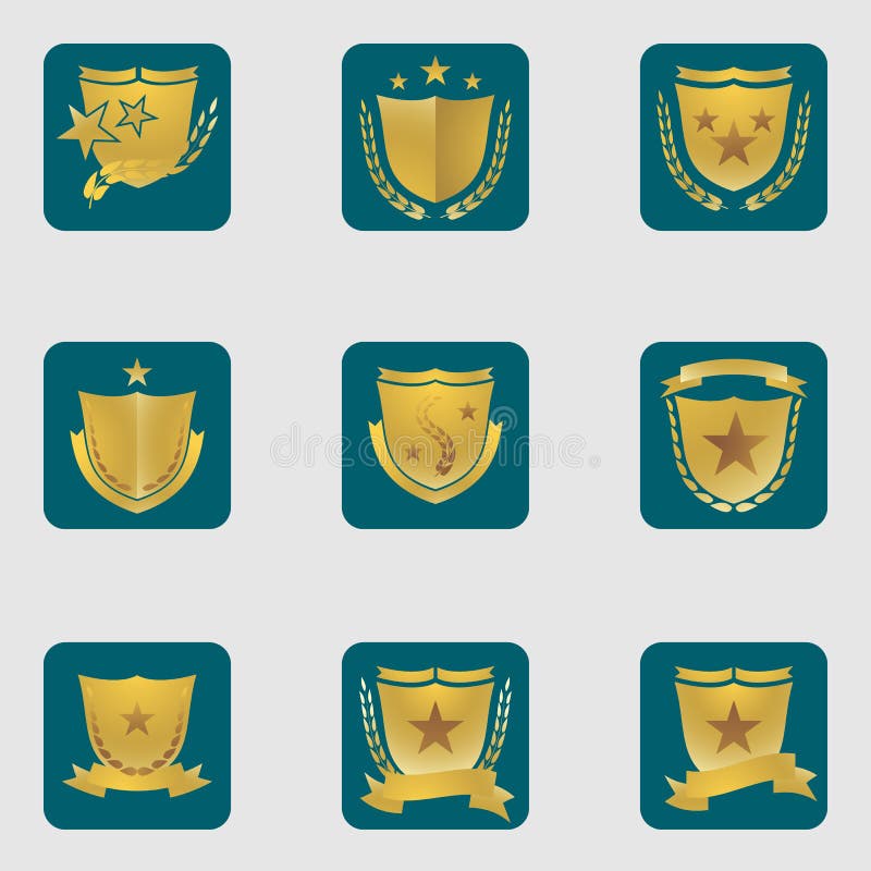 Set of Different Shield Emblems Stock Vector - Illustration of leaf ...