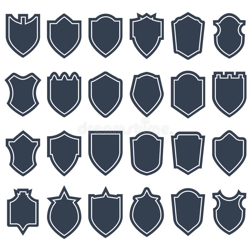 Set of Different Shield Shapes Icons, Borders, Frames, Labels, B Stock ...
