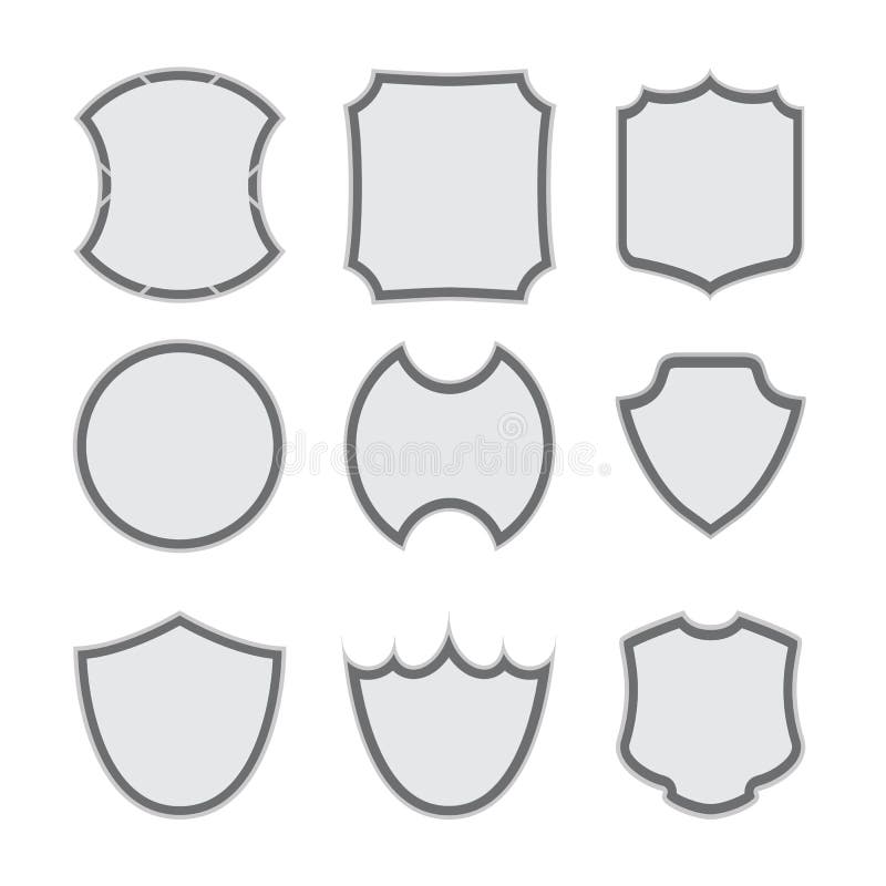 Set Of Different Shield Shapes Icons Stock Vector - Illustration of ...