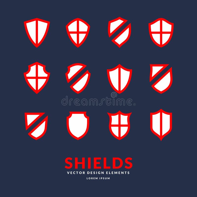 Set of Different Shields, Templates for Design of Signs. Stock Vector ...
