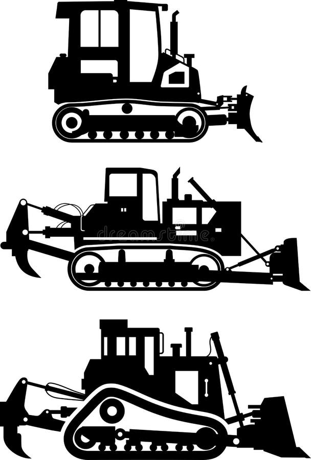 Set of Silhouettes Heavy Construction and Mining Machines on White ...