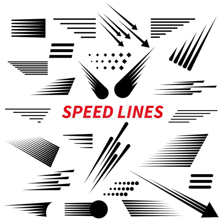 Set of Different Simple Black Vector Speed Line. Stock Vector ...