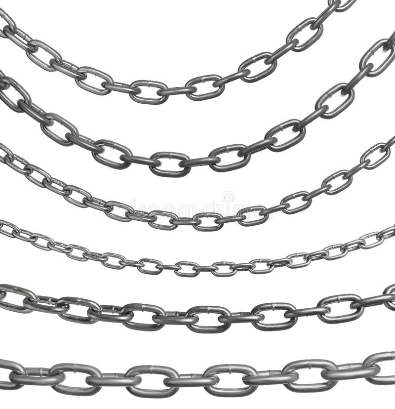 Set with Different Sized Metal Chains Isolated on White Stock ...