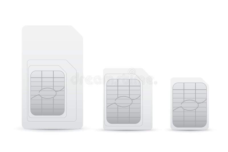 Set of Different Sizes SIM Cards. White SIM, Micro and Nano Cards with ...