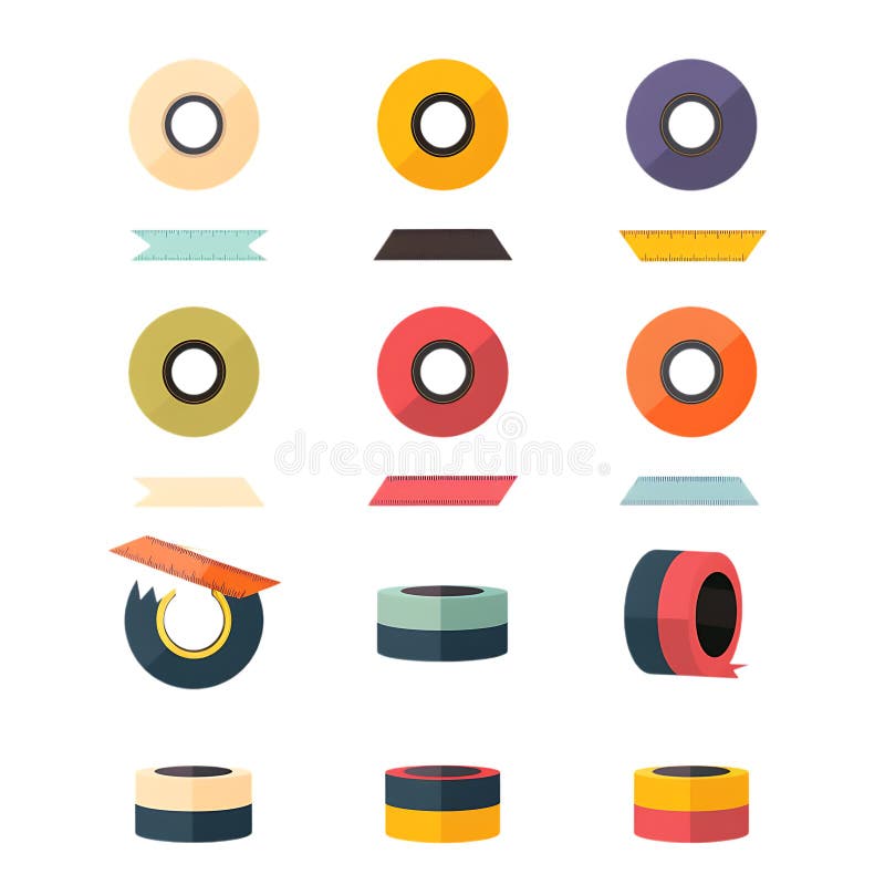 Set of Different Slices of a Adhesive Tape Icon Against Transparent ...