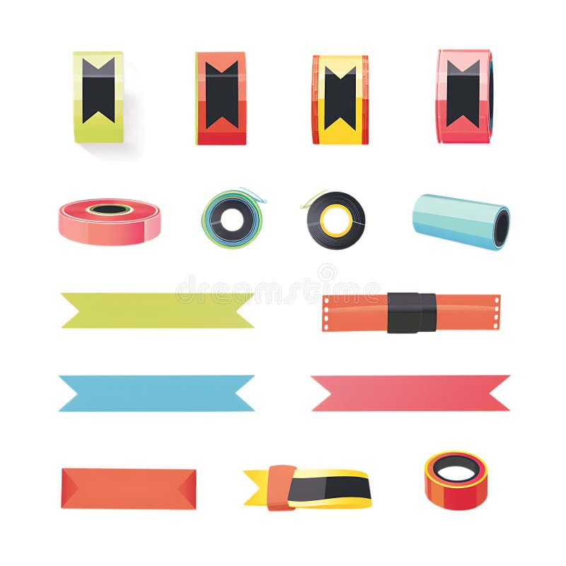Set of Different Slices of a Adhesive Tape Icon Against Transparent ...
