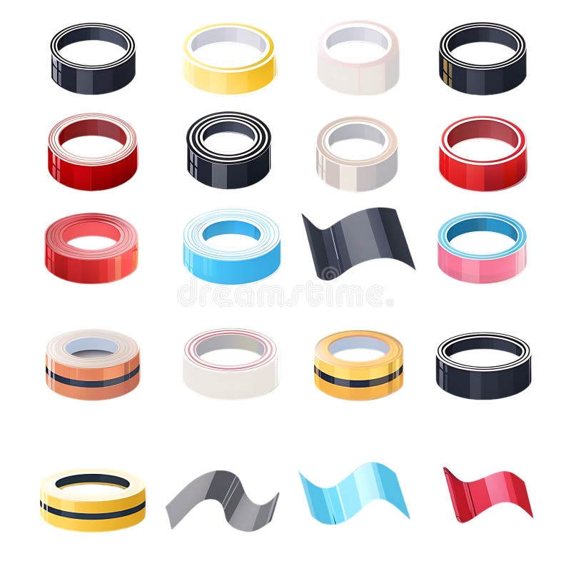 Set of Different Slices of a Adhesive Tape Icon Against Transparent ...