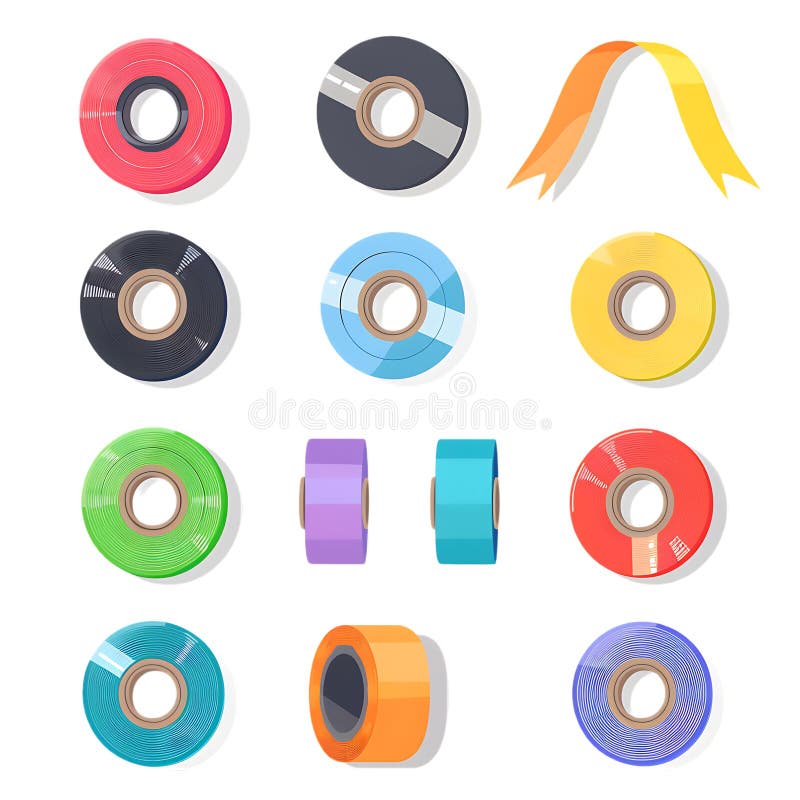 Set of Different Slices of a Adhesive Tape Icon Against Transparent ...
