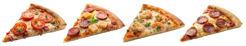 A Set of Different Slices of Pizza Isolated on White Stock Illustration ...