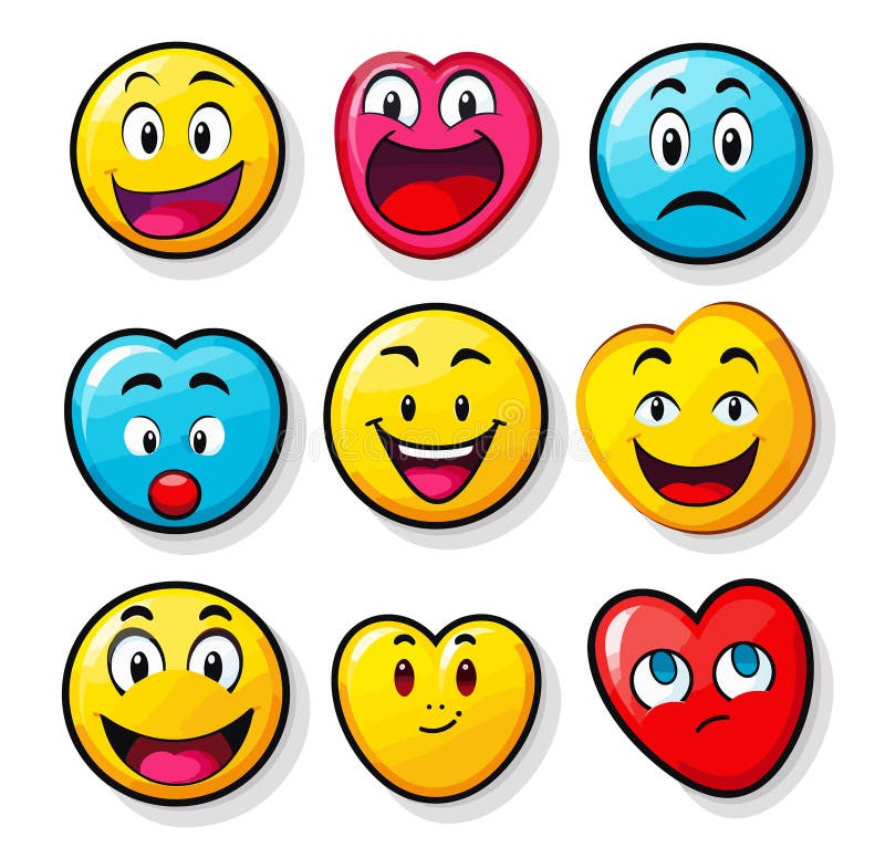 Set of Different Smileys Icons, Vector Illustration in Volume Flat ...