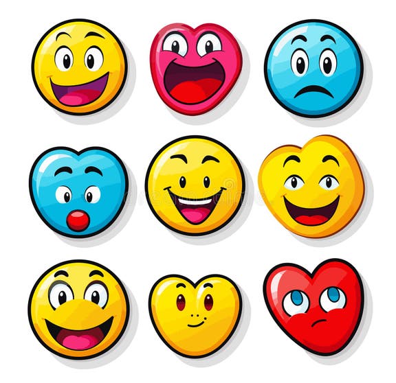 Set of Different Smileys Icons, Vector Illustration in Volume Flat ...