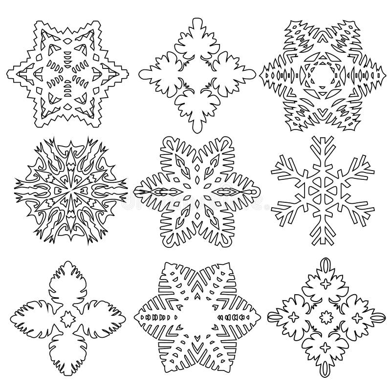 Set of Different Snowflakes. Raster Stock Illustration - Illustration ...