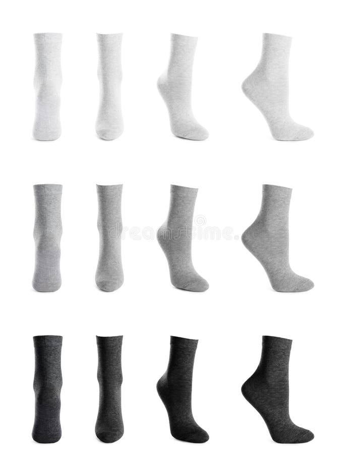 Set with Different Socks on White Background Stock Image - Image of ...