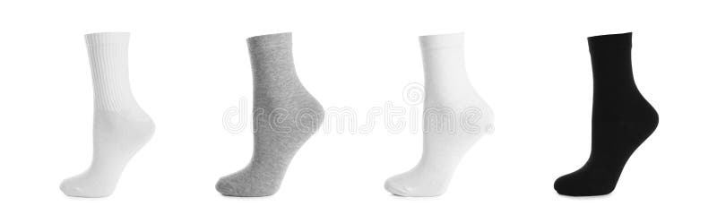 Set with Different Socks on White Background. Banner Design Stock Photo ...