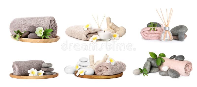 Set with Different Spa Products Isolated on White Stock Photo - Image ...