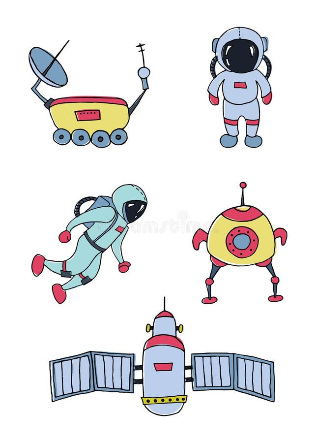 Set of Different Space Objects. Hand Drawn Sketch Stock Illustration ...