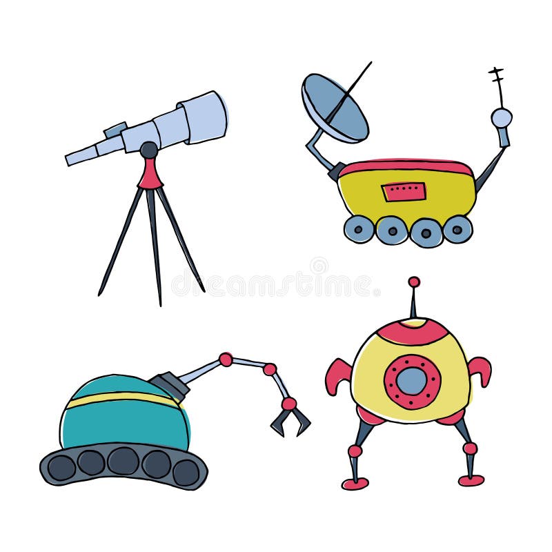 Set of Different Space Objects. Stock Illustration - Illustration of symbol, sketch: 131283448