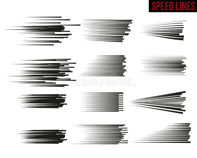 Set of Different Speed Lines Isolated on White Background. Vector ...