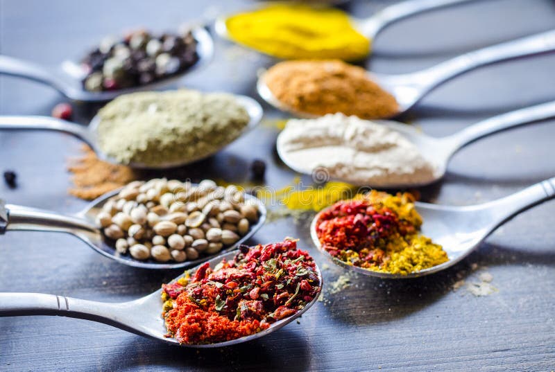 Set of Different Spices and Spices Stock Photo - Image of basil ...