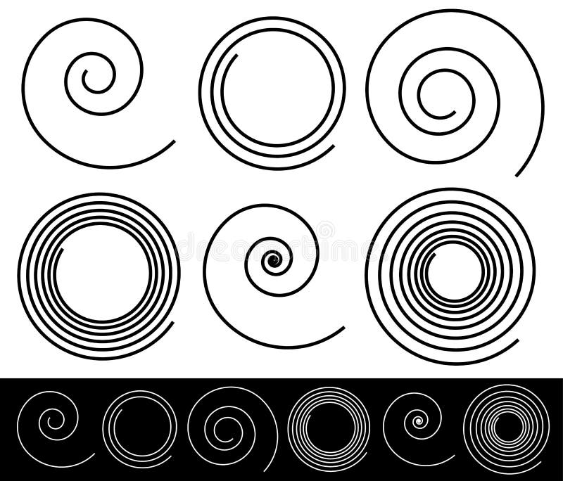 Set of Different Spirals with Stroke Profile Stock Vector ...