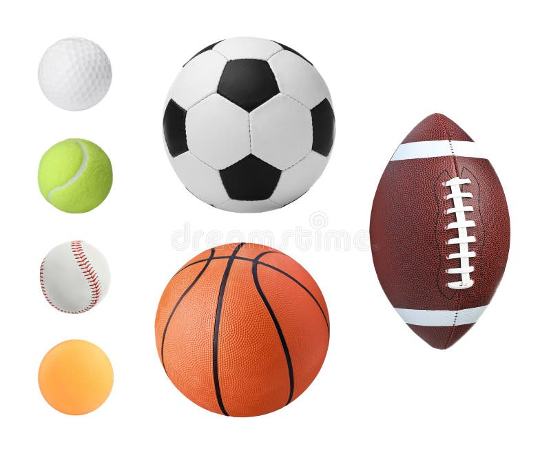 Set with Different Sport Balls on White Background Stock Photo - Image ...