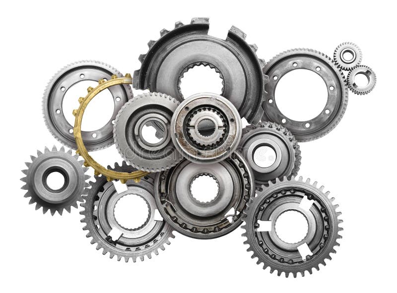 Different Stainless Steel Gears on White Background Stock Photo - Image ...