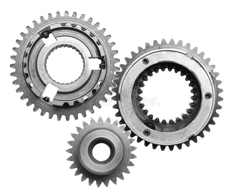 Different Stainless Steel Gears on White Background Stock Photo - Image ...