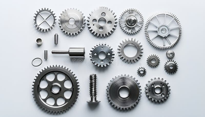 Different Stainless Steel Gears on White Background Stock Photo - Image ...