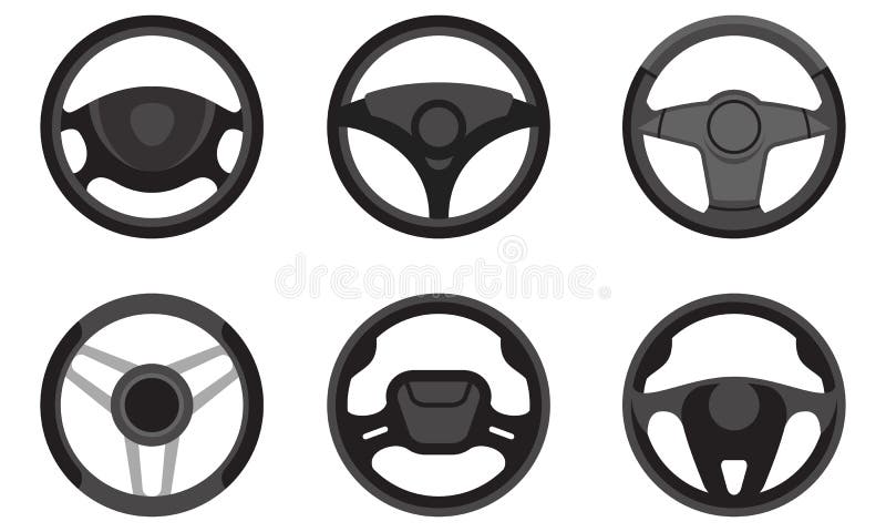 Set of Different Steering Wheels Stock Illustration - Illustration of ...