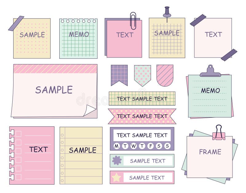 Set of Different Sticky Notes. Vintage Design Elements with Torn Out ...