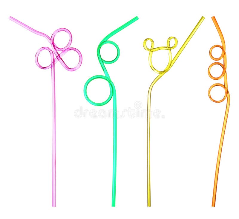 Set with Different Straws for Drinks on White Background Stock Image ...