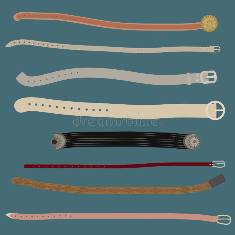 Set of Different Stylish Belts. Stock Vector - Illustration of style ...