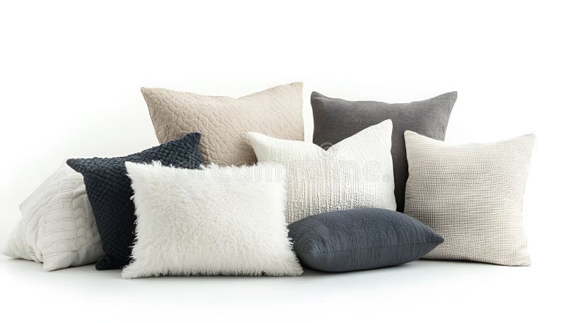 Set with Different Stylish Decorative Pillows on White Background. Banner Design Stock Photo ...