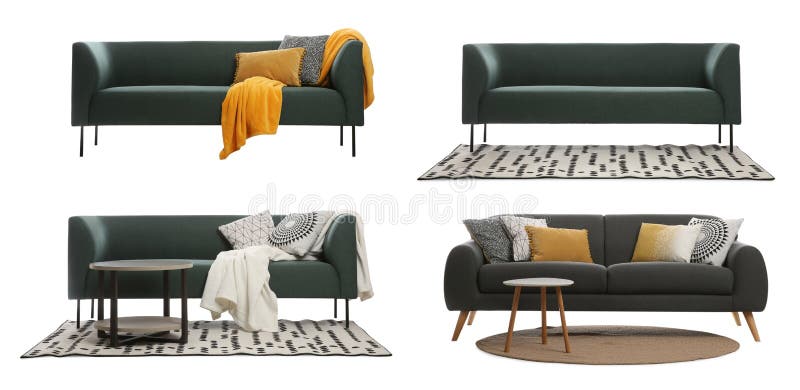 Set with Different Stylish Sofas on White Background. Banner Design ...