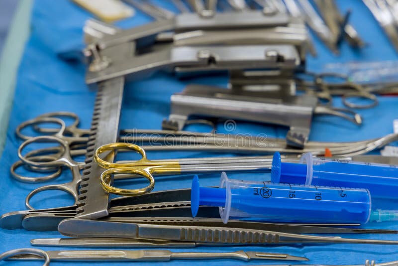 Set of Different Surgical Instruments in the Surgery Room Stock Photo ...
