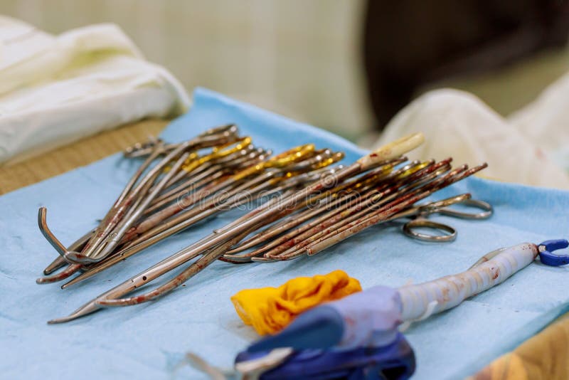 Set of Different Surgical Instruments in the Surgery Room Stock Image ...