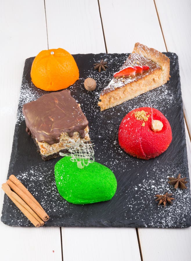 Set of Different Sweet Dessert Cakes Stock Image - Image of stick ...