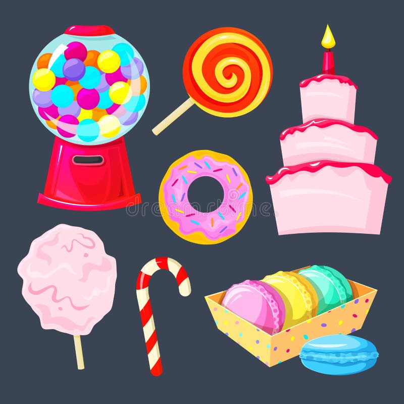 Set of Different Sweets, Vector Illustration Stock Vector ...