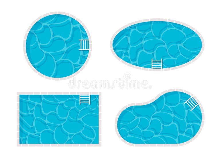 Set of Different Swimming Pools Top View Stock Vector - Illustration of ...