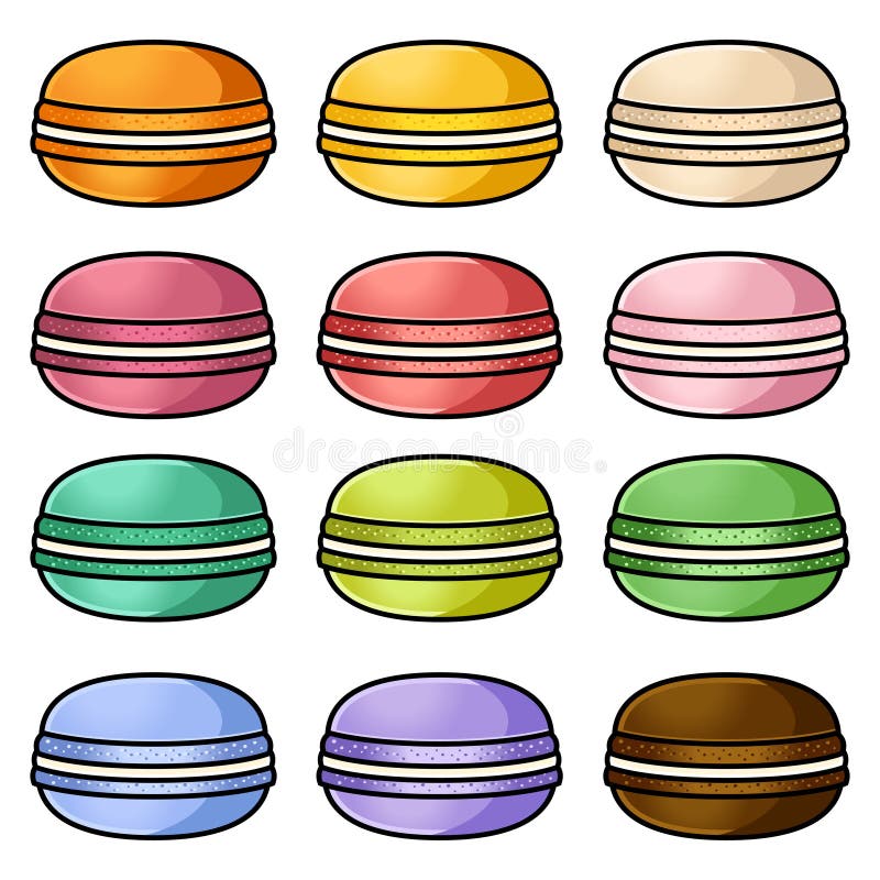 Set of Different Taste Macaroons. Different Color of Macaroons. Icon ...