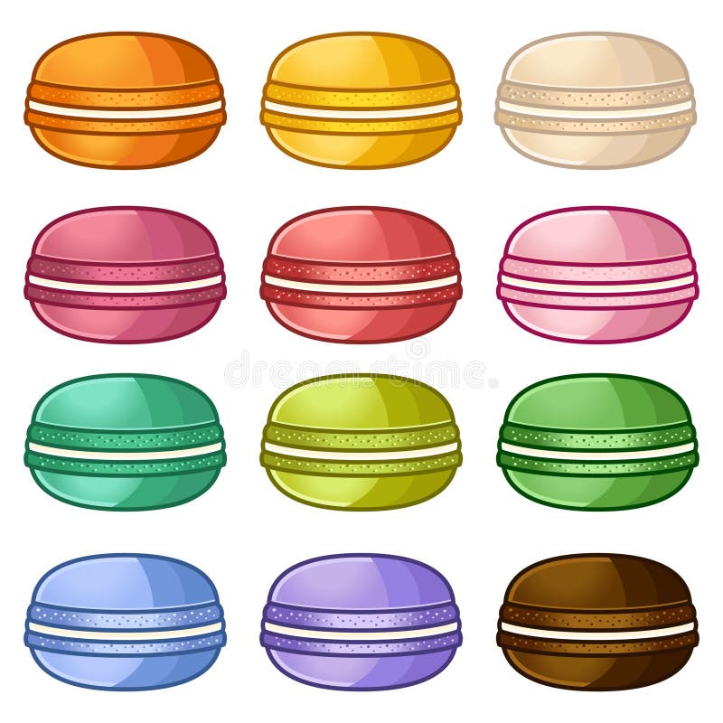 Set of Different Taste Macaroons. Different Color of Macaroons. Icon ...