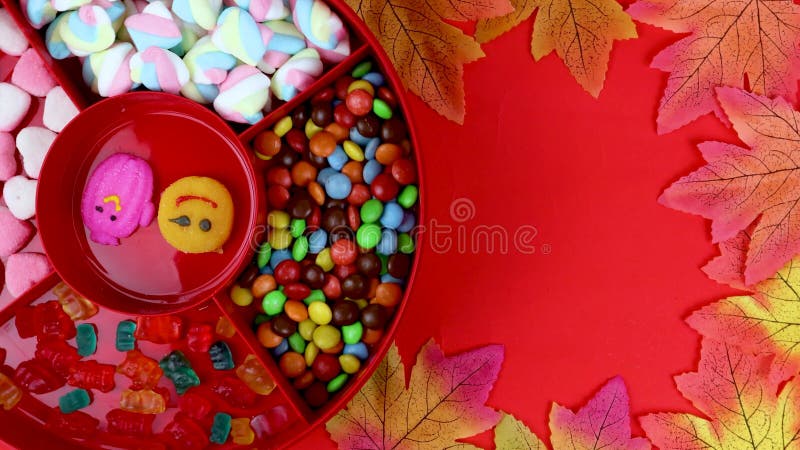 Set of Different Tasty Candies in a Red Candy Box. Variety of Sweets ...