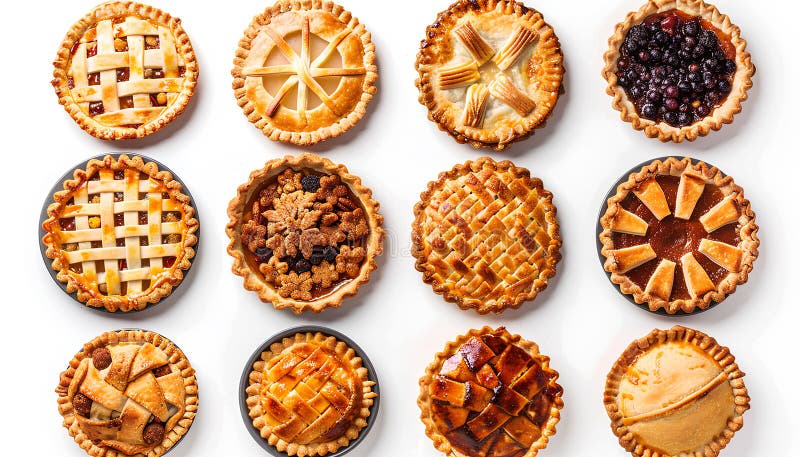 Set of Different Tasty Pies on White Background, Top View Stock ...