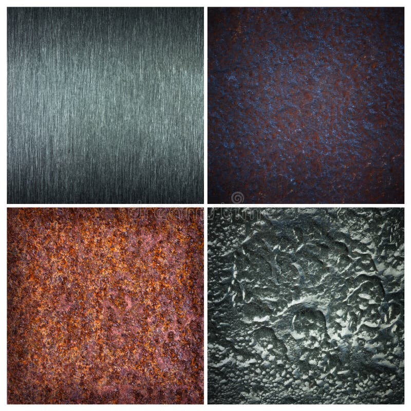 Set of Different Texture of Metal Stock Photo - Image of grey, grain ...