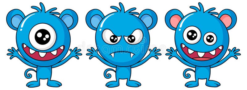 Set of Different Three Monsters Stock Vector - Illustration of cartoon ...
