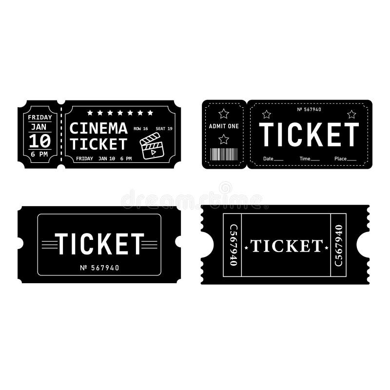 A Set of Different Tickets in Black and White Stock Vector ...